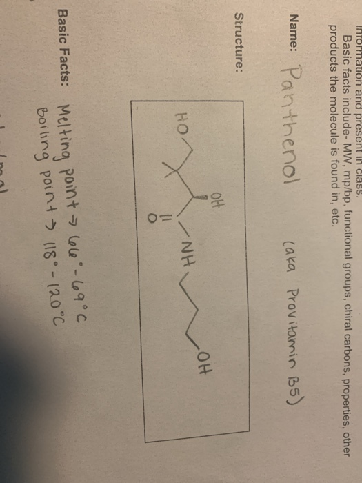 Solved does Panthenol contain any functional groups or | Chegg.com