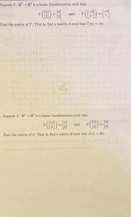 Solved Suppose T:R2→R2 is a linear transformation such that | Chegg.com