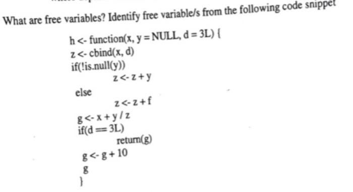 Solved What are free variables? Identify free variable/s | Chegg.com