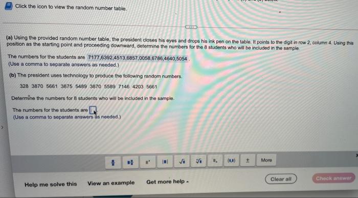 Solved Click the icon to view the random number table. (a) | Chegg.com