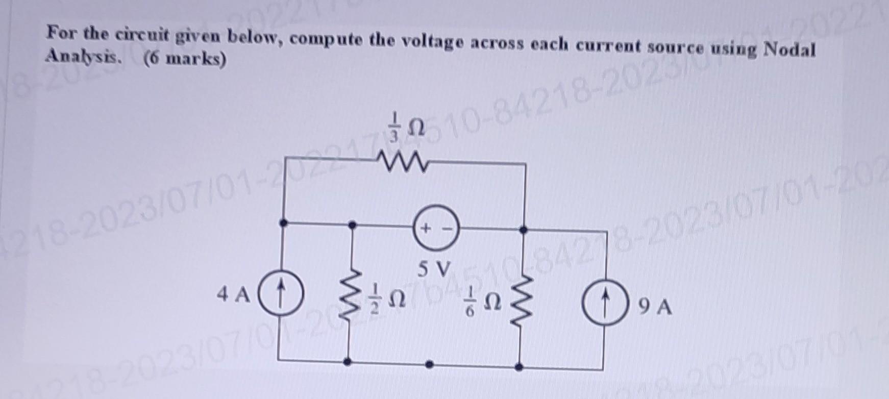 Solved For the circuit given below, compute the voltage | Chegg.com
