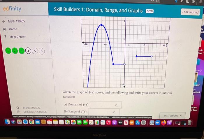 Solved 1 IN . III edfinity Skill Builders 1: Domain, Range, | Chegg.com