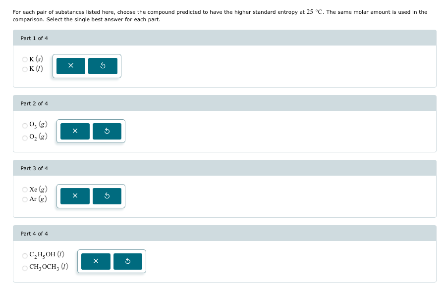 Solved For each pair of ﻿substances listed here, choose the | Chegg.com