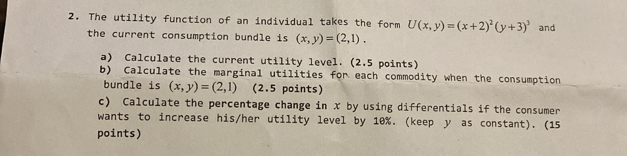 Solved The utility function of an individual takes the form | Chegg.com