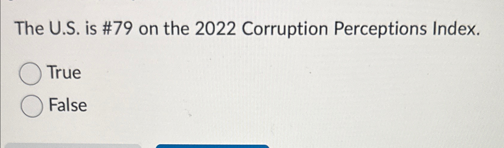 Solved The U.S. ﻿is #79 ﻿on the 2022 ﻿Corruption Perceptions | Chegg.com