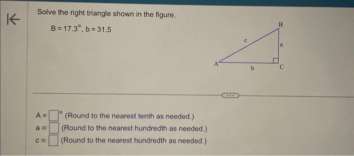 Solved Solve the right triangle shown in the figure to the | Chegg.com