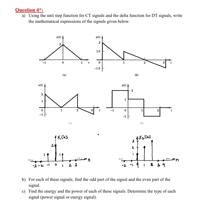 Solved Question 4*: a) Using the unit step function for CT | Chegg.com