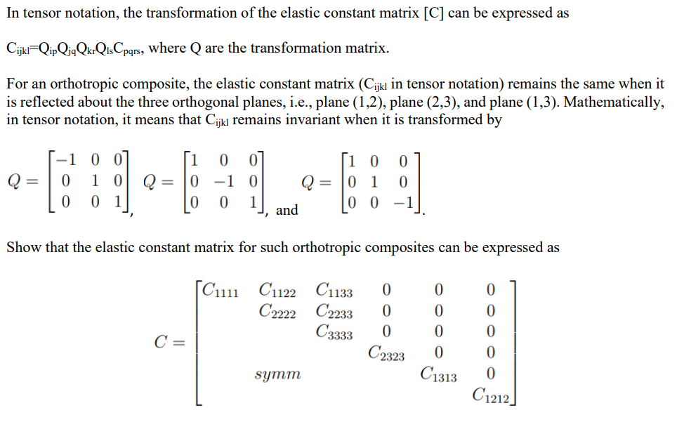 In ﻿tensor notation, the transformation of ﻿the | Chegg.com