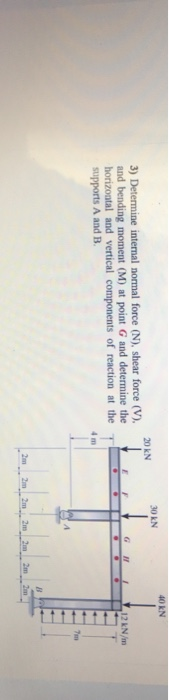 Solved 40 KN 30 KN 20 KN E IT 12 kN/m 3) Determine internal | Chegg.com