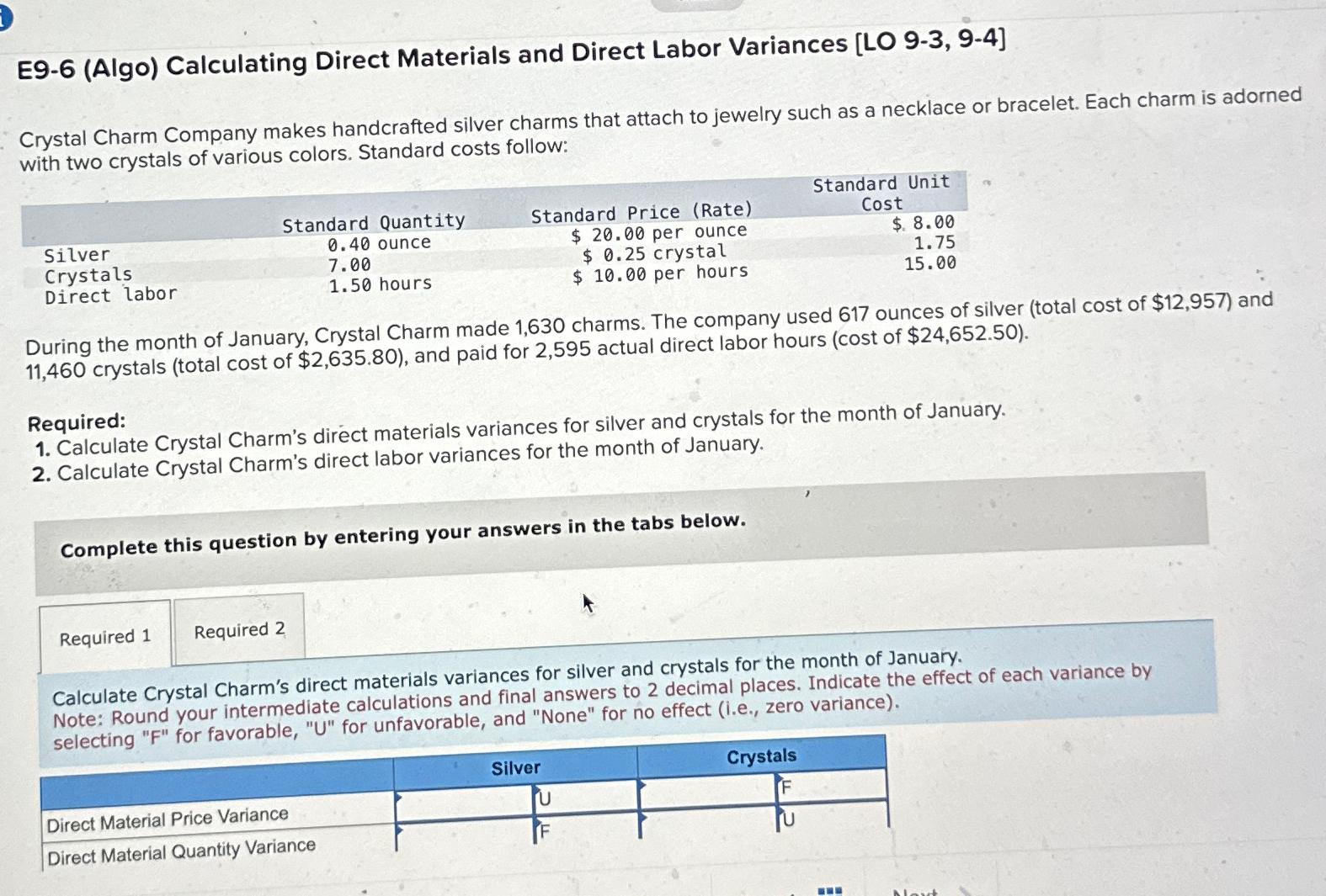 Solved E9-6 (Algo) ﻿Calculating Direct Materials and Direct | Chegg.com