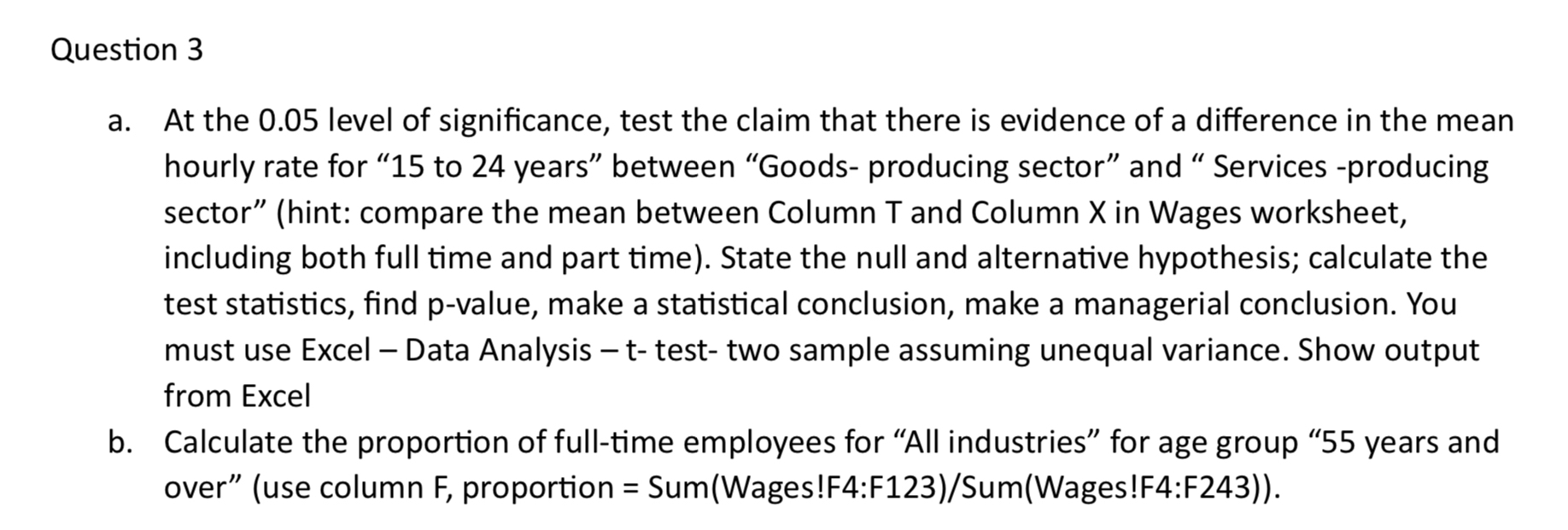 Solved Question 3a. ﻿At the 0.05 ﻿level of significance, | Chegg.com