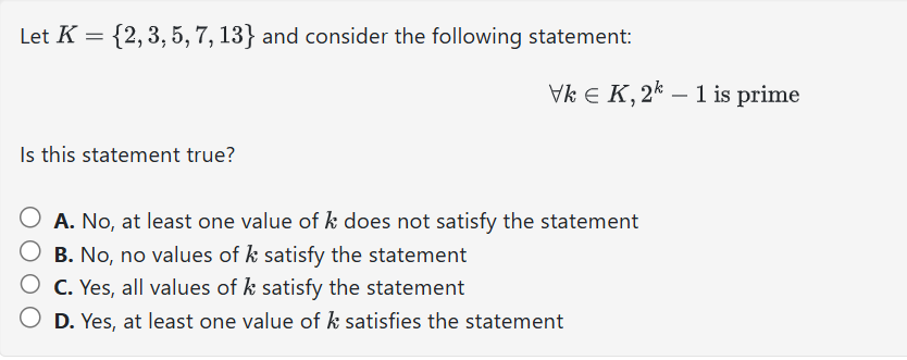 Solved Let K={2,3,5,7,13} ﻿and consider the following | Chegg.com