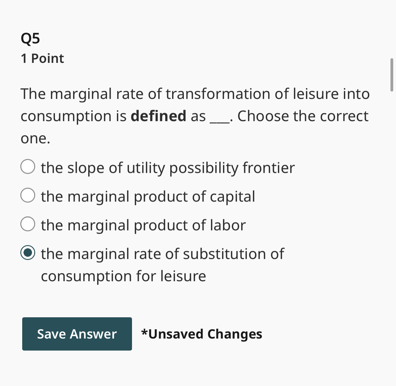 Solved Q51 ﻿PointThe marginal rate of transformation of | Chegg.com