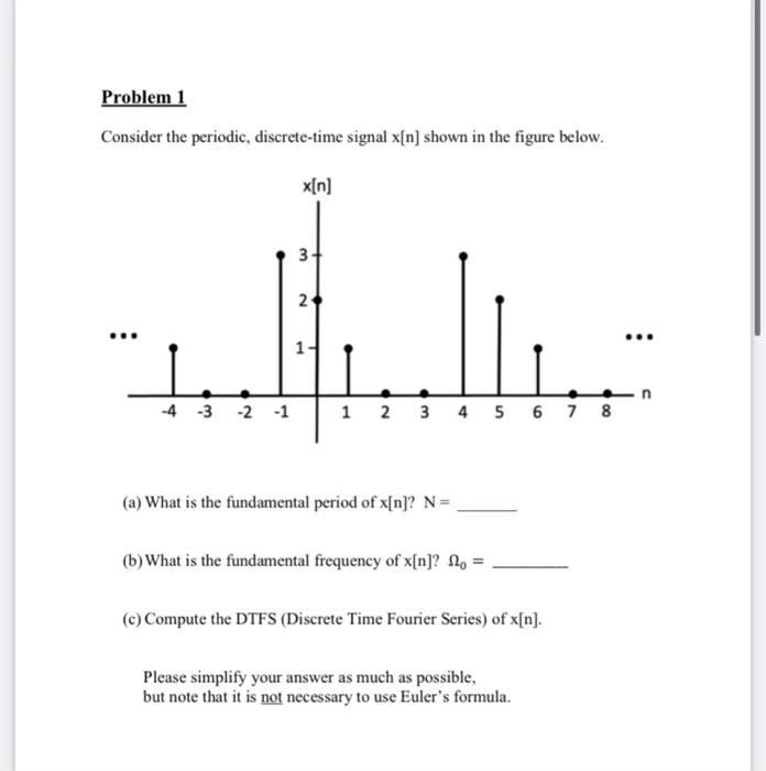 Solved Problem 1 Consider the periodic, discrete-time signal | Chegg.com