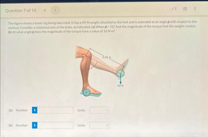 Solved The figure shows a lower leg being exercised. It has | Chegg.com