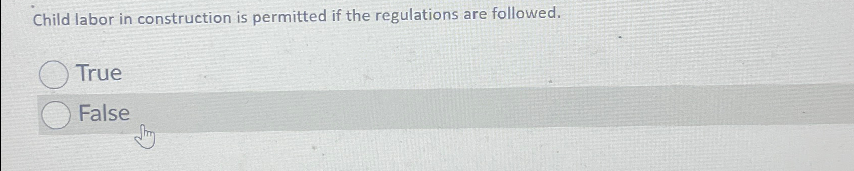 Solved Child labor in construction is permitted if the | Chegg.com