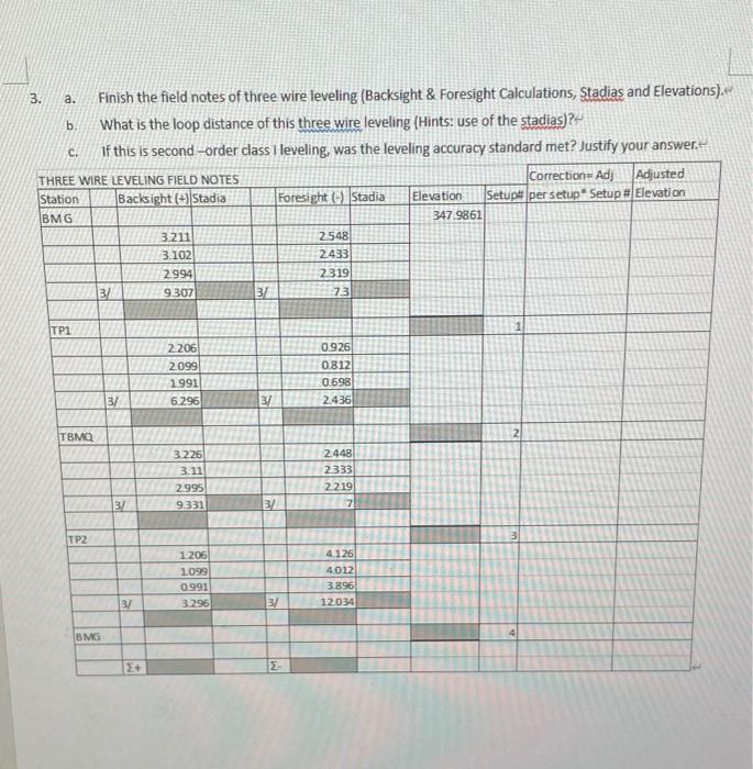 Solved a. b C. 3. Finish the field notes of three wire | Chegg.com