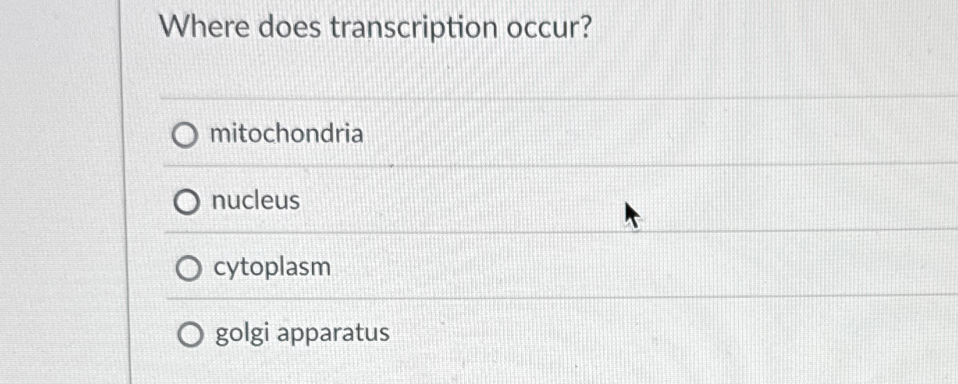 Solved Where does transcription | Chegg.com