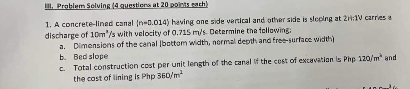 III. Problem Solving (4 ﻿questions at 20 ﻿points | Chegg.com