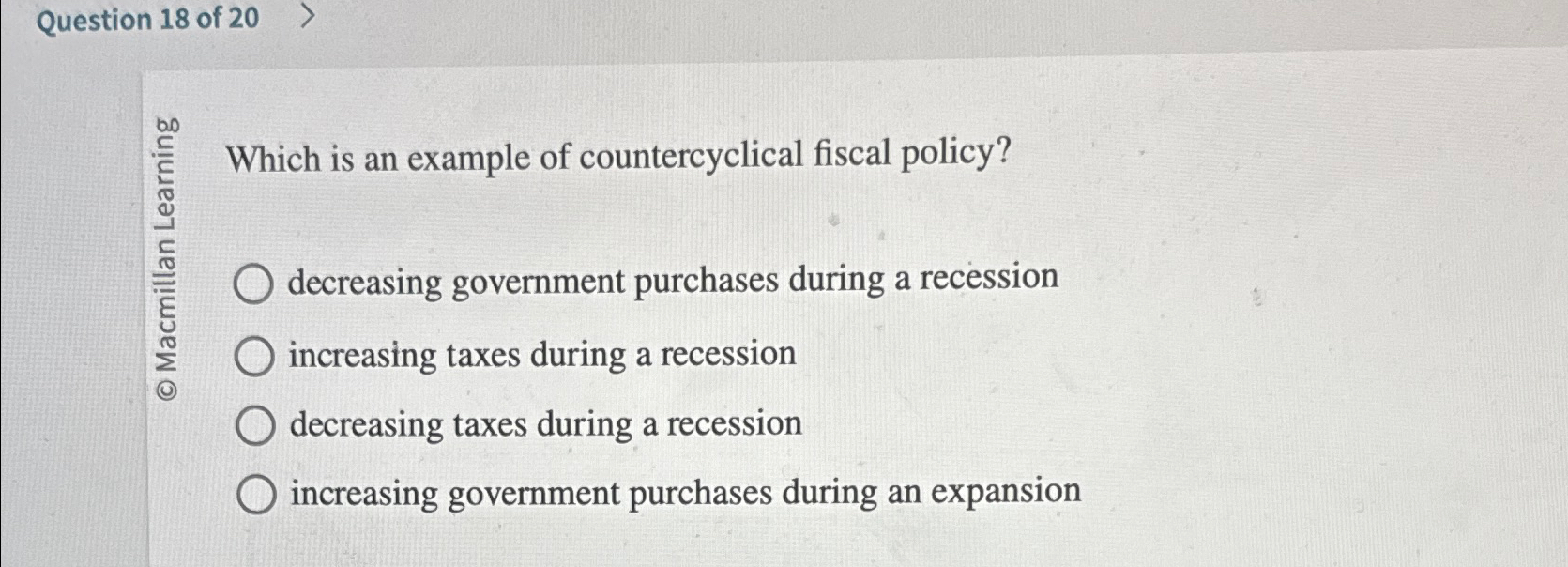 Solved Question 18 ﻿of 20Which is an example of | Chegg.com