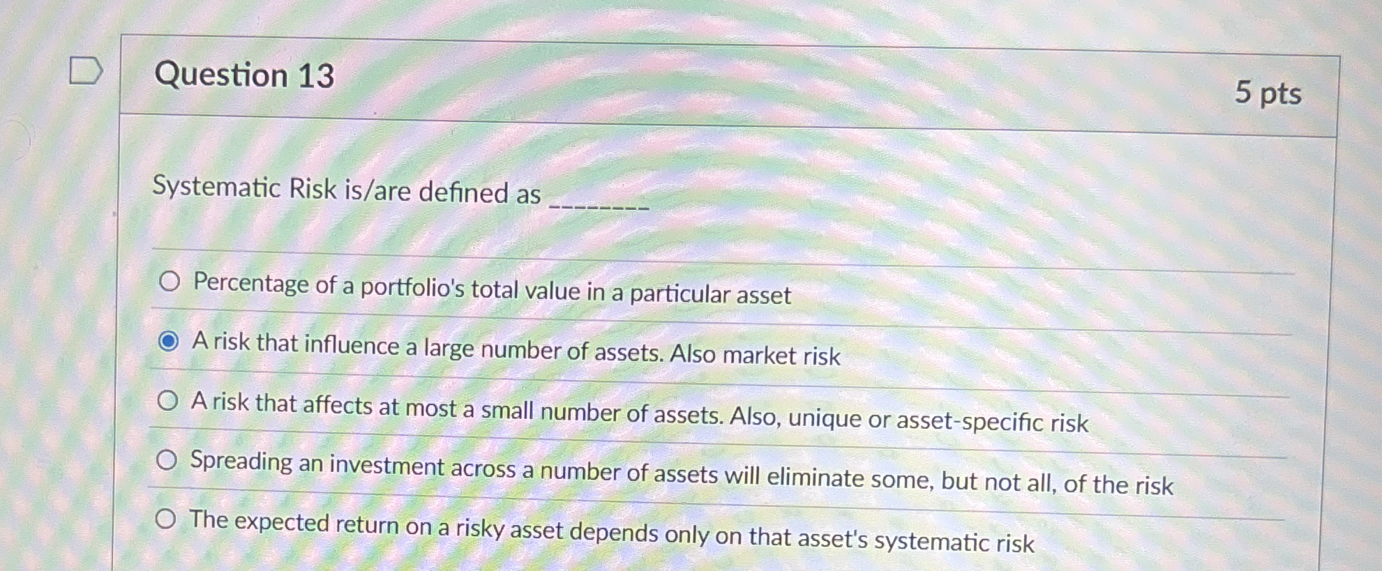 Solved Question 135 ﻿ptsSystematic Risk is/are defined as | Chegg.com