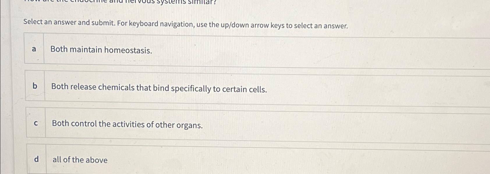 Solved Select an answer and submit. For keyboard navigation, | Chegg.com