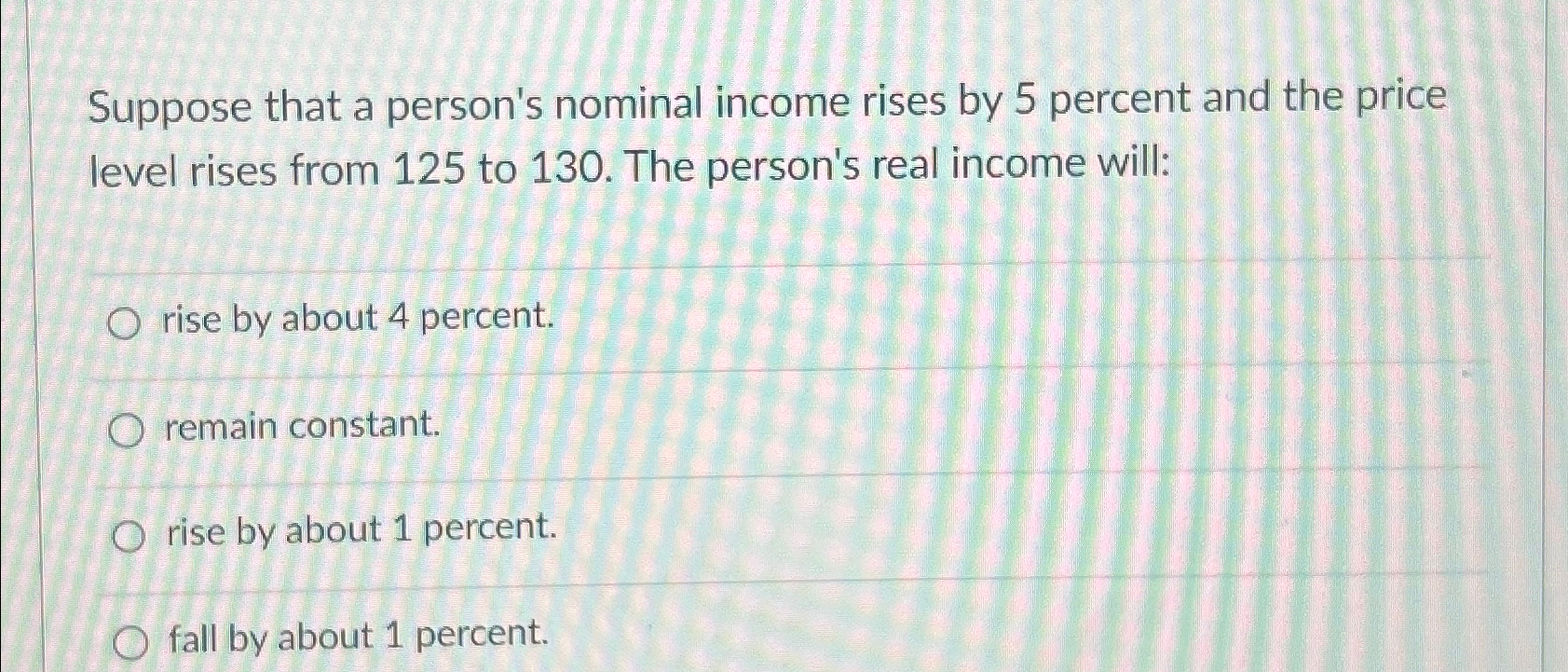Solved Suppose that a person's nominal income rises by 5 | Chegg.com