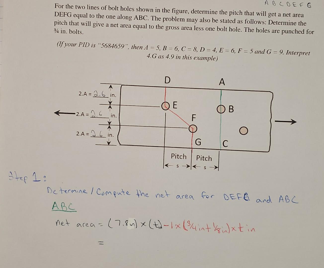 Solved For the two lines of bolt holes shown in the figure, | Chegg.com
