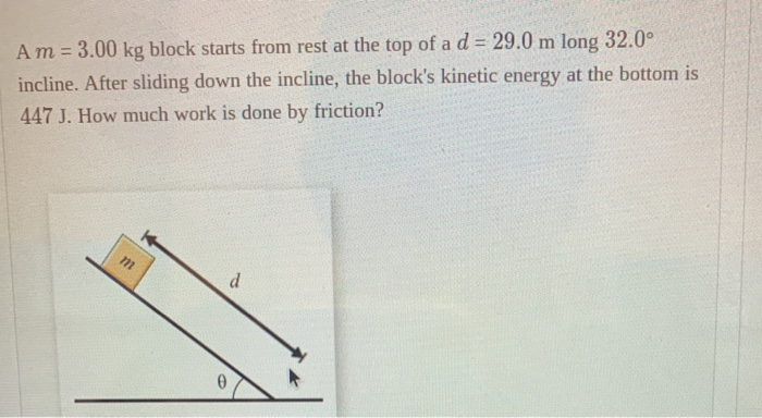Solved Am = 3.00 kg block starts from rest at the top of a d | Chegg.com
