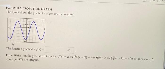 Solved FORMULA FROM TRIG GRAPH The figure shows the graph of | Chegg.com