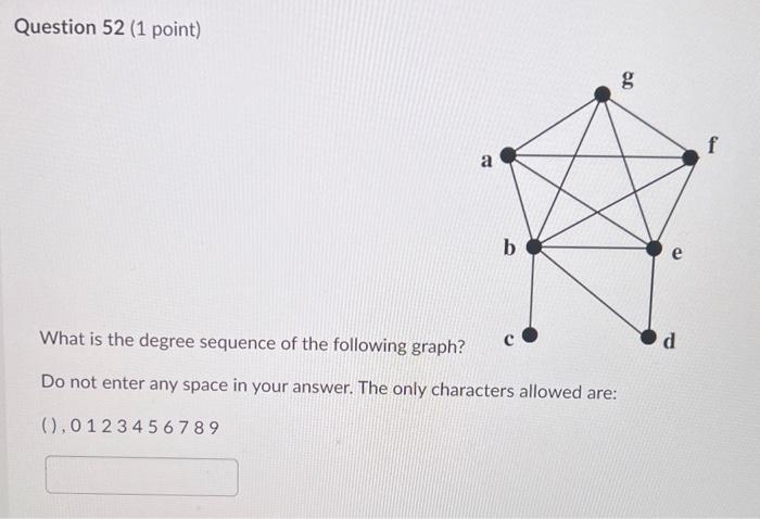 Solved Question 52 (1 point) What is the degree sequence of | Chegg.com