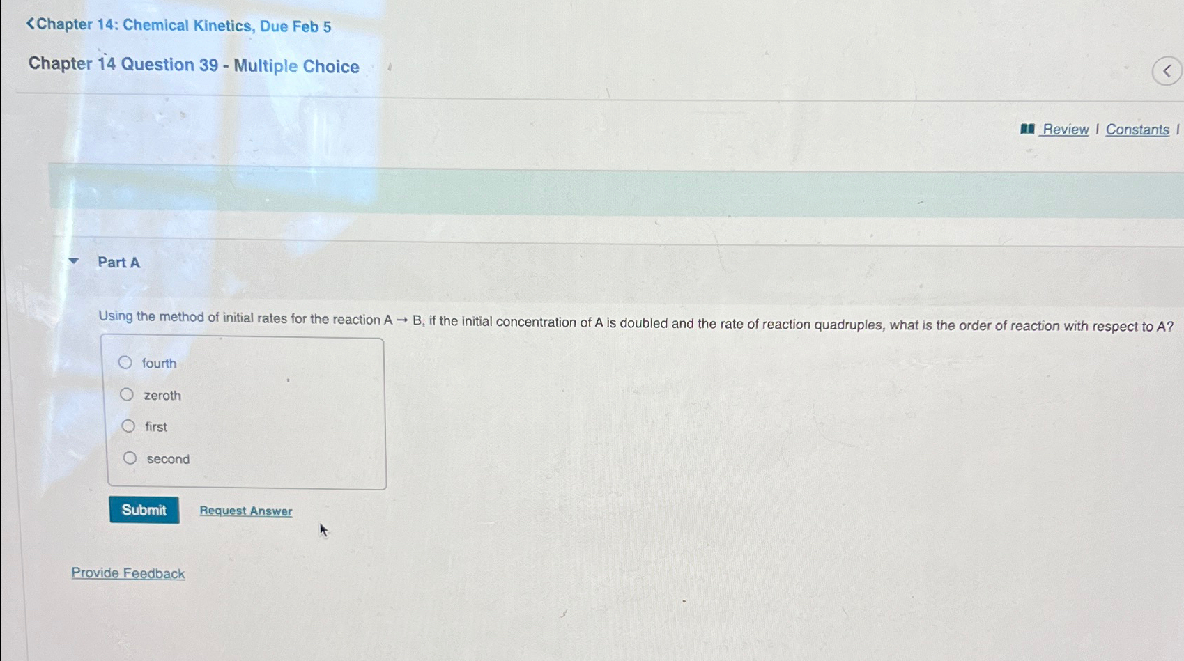 Solved AAA→B, if ﻿the initial concentration of A is ﻿doubled | Chegg.com