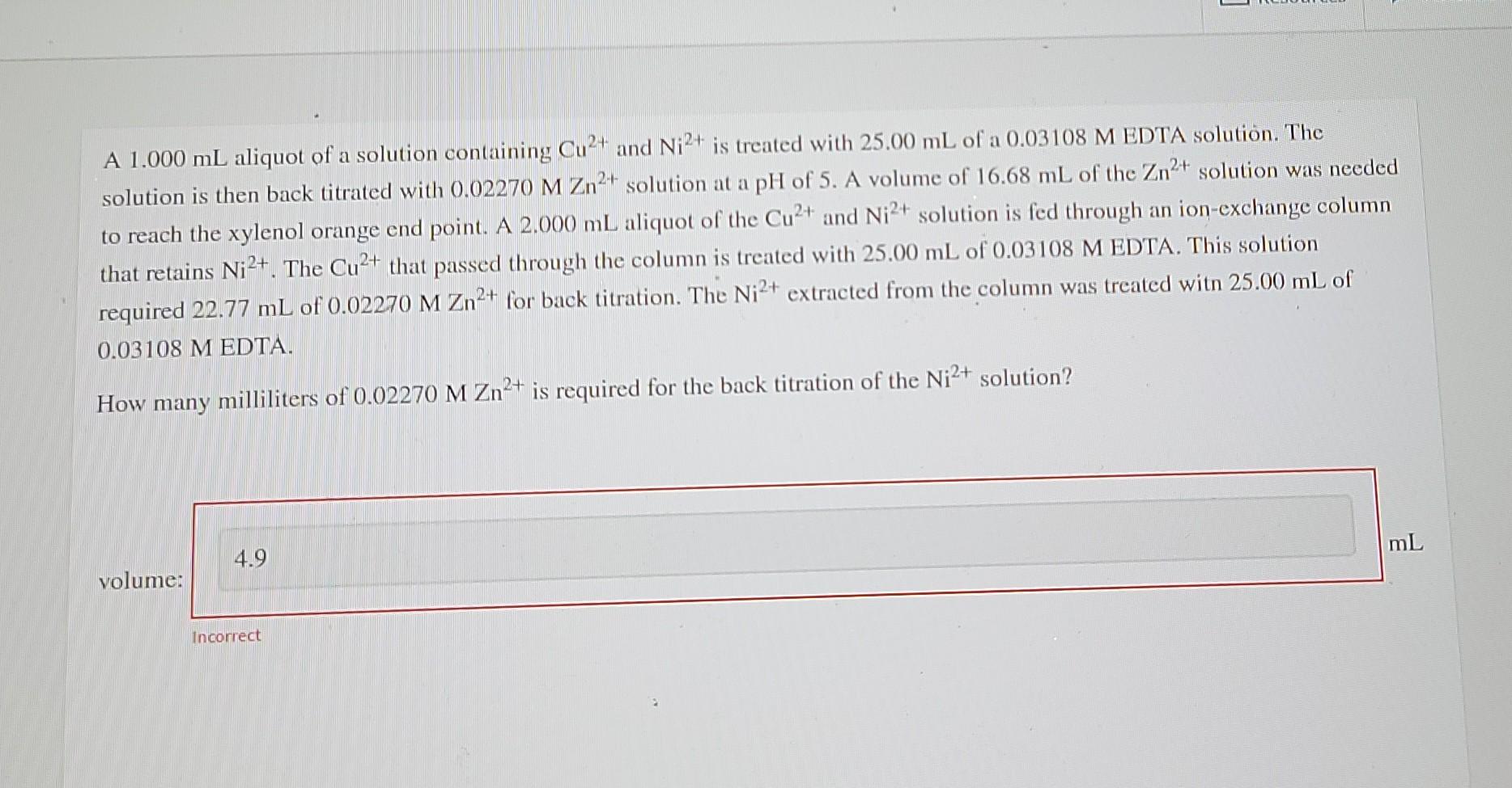 Solved A 1.000 mL aliquot of a solution containing Cu2+ and | Chegg.com