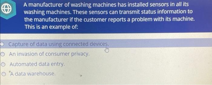 [Solved]: A manufacturer of washing machines has installed