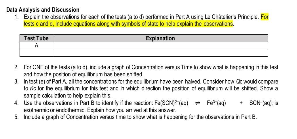 Solved Procedure Part A: Adding Various chemicals 1. Fill | Chegg.com