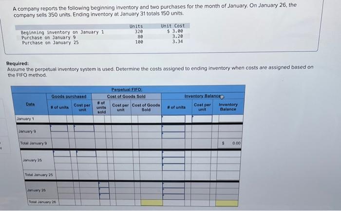 Solved A company reports the following beginning inventory | Chegg.com