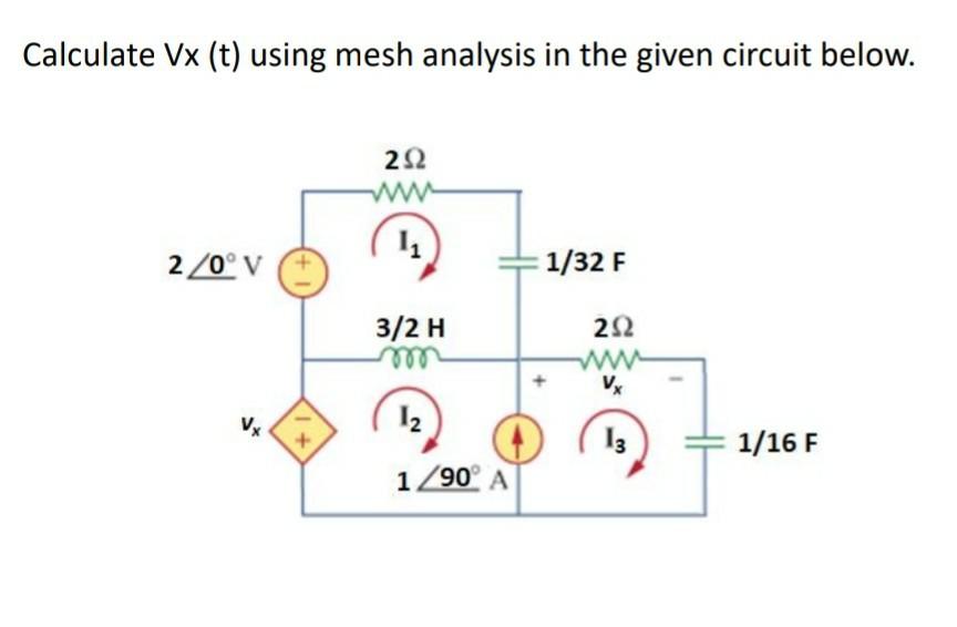 Solved Calculate Vx (t) using mesh analysis in the given | Chegg.com