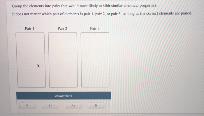 Solved Group the elements into pairs that would most likely | Chegg.com