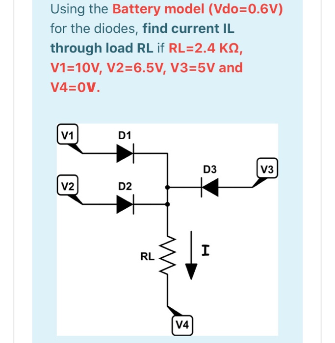 Solved Using the Battery model (Vdo=0.6V) for the diodes, | Chegg.com