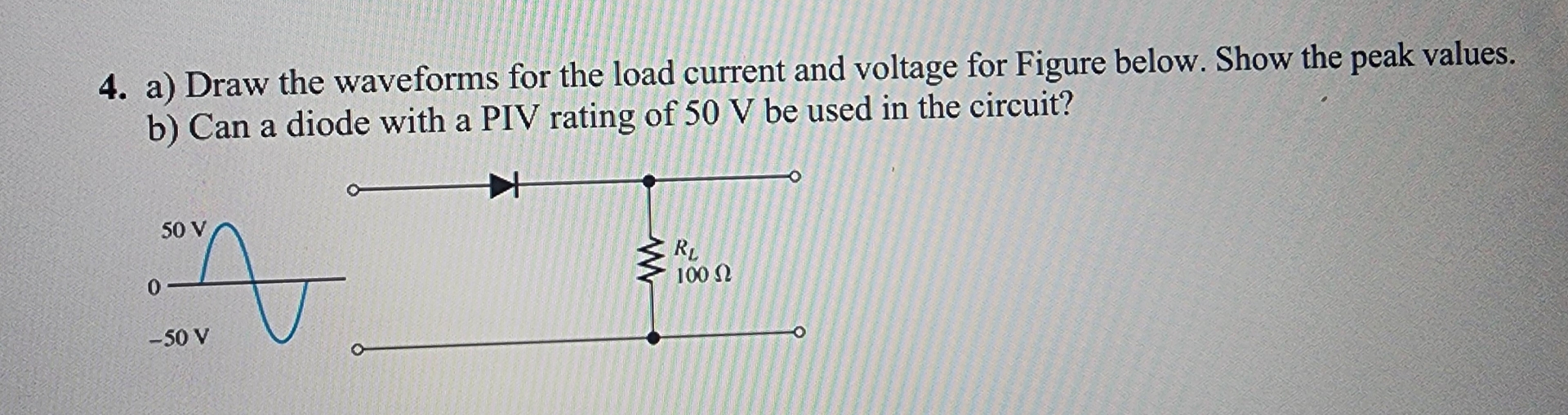Solved a) ﻿Draw the waveforms for the load current and | Chegg.com