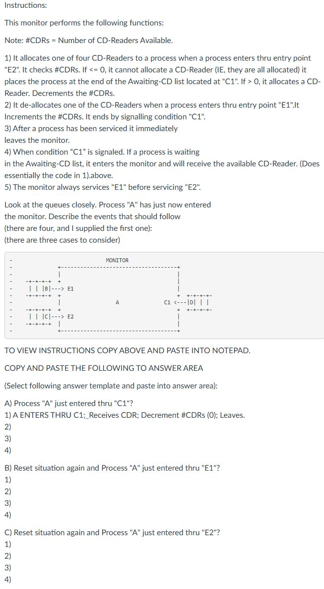 Solved Instructions:This monitor performs the following | Chegg.com