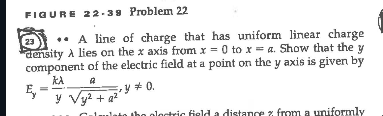 Solved 23) - A line of charge that has uniform linear charge | Chegg.com