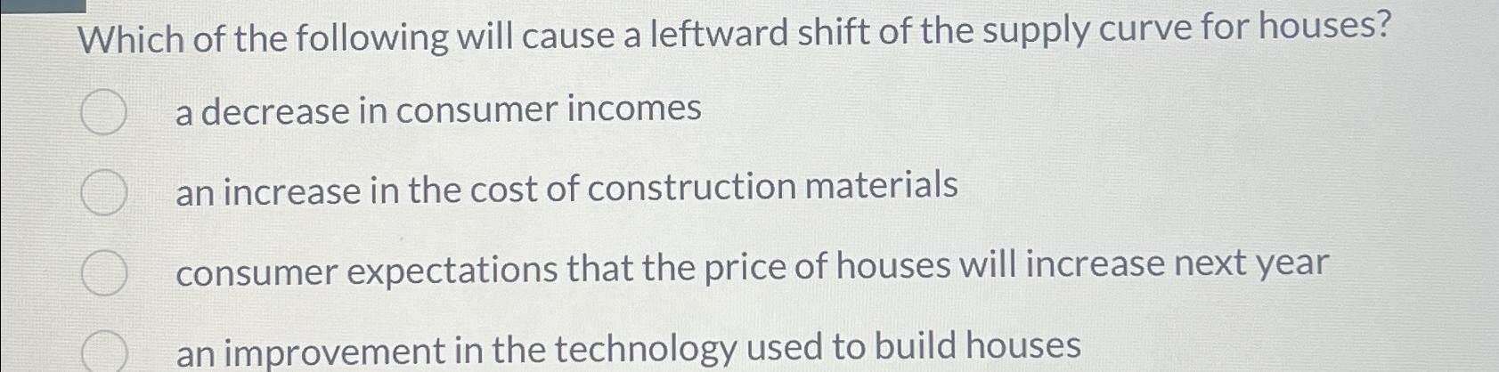 Solved Which of the following will cause a leftward shift of | Chegg.com
