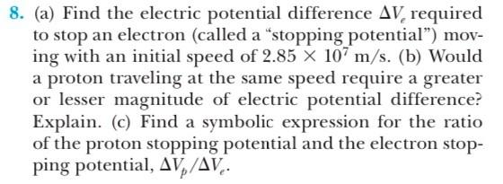 Solved 8 A Find The Electric Potential Difference Δve