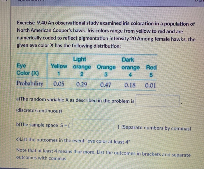 Solved Exercise 9.40 An observational study examined iris | Chegg.com