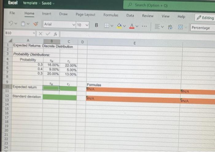 Solved Excel Online Structured Activity: Expected Retums: | Chegg.com