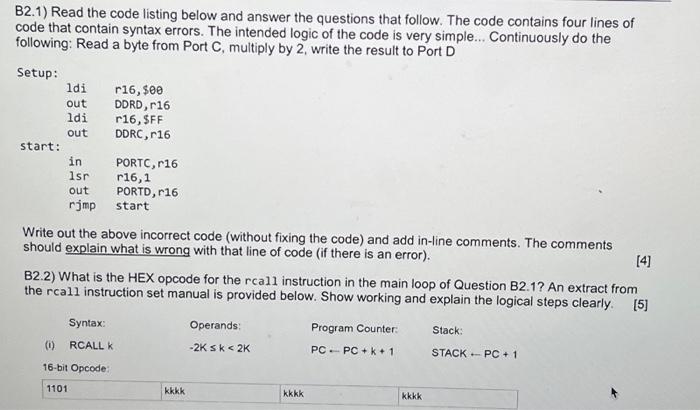 Solved B2.1) Read the code listing below and answer the | Chegg.com