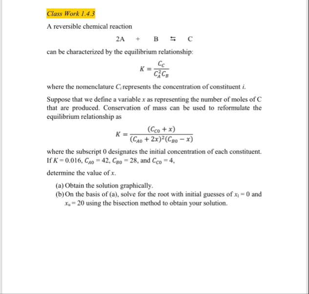 Class Work 1.4.3A reversible chemical | Chegg.com