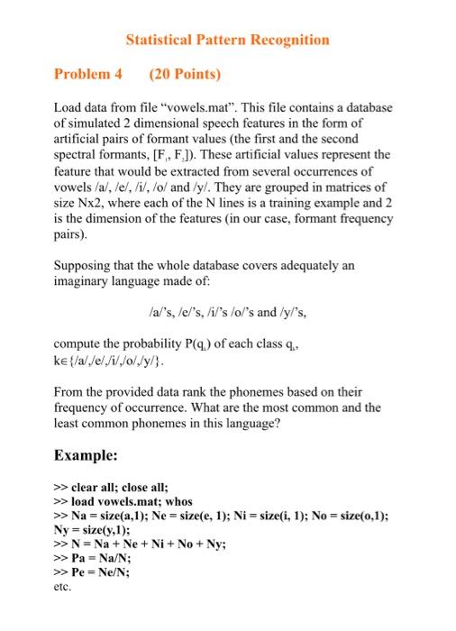 Statistical Pattern Recognition Problem 4 (20 Points) | Chegg.com