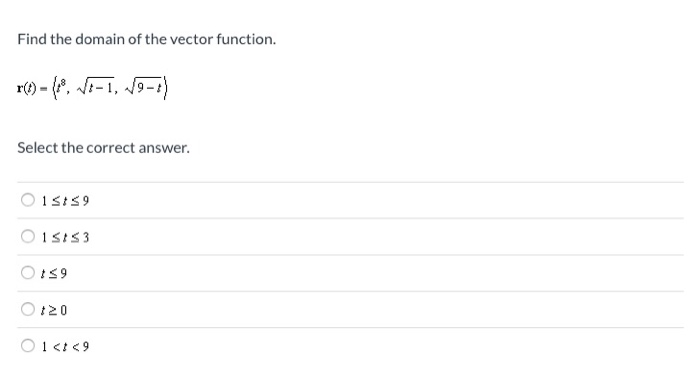 Solved Find the domain of the vector function. (1)-(2, 11-1, | Chegg.com